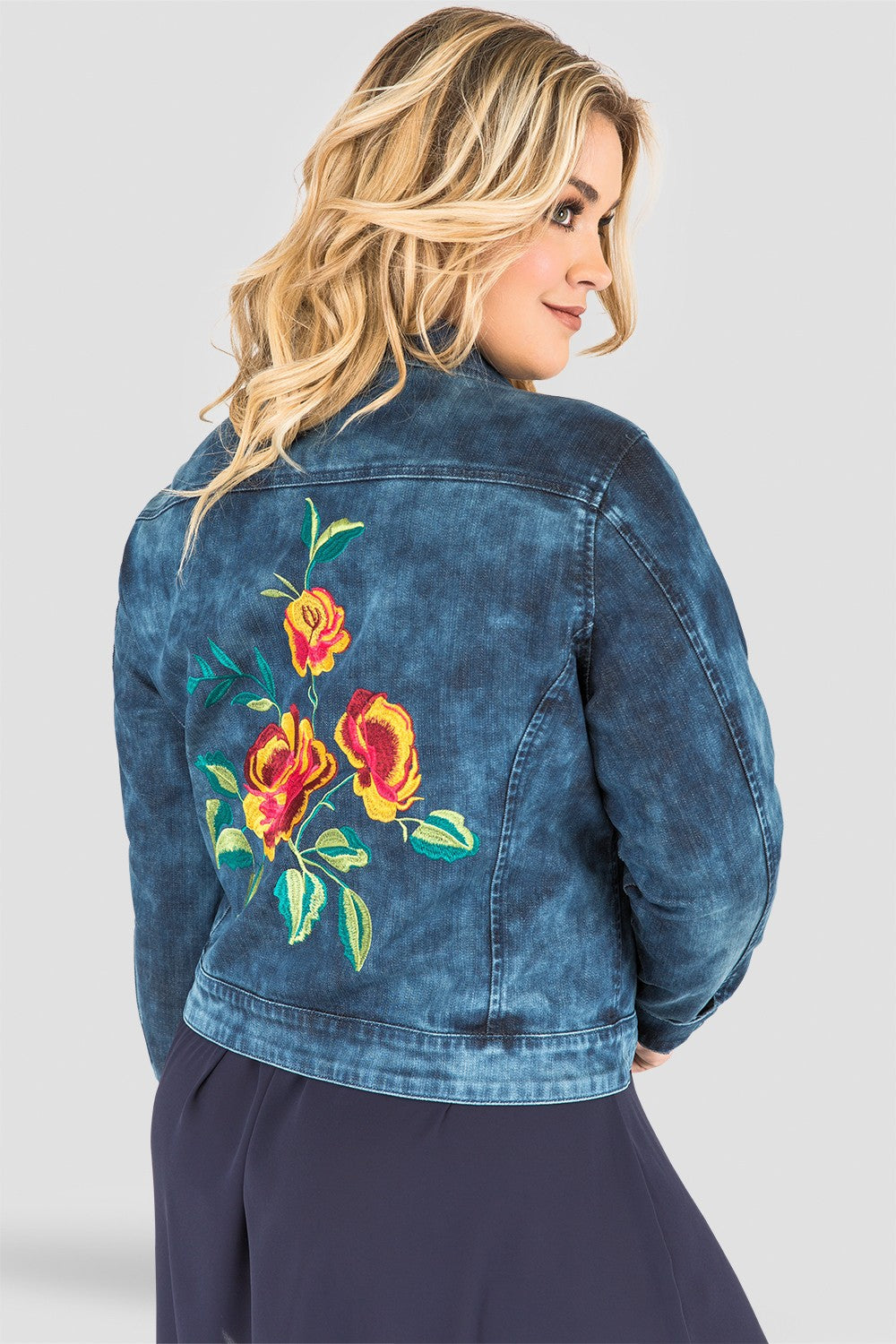 Plus Size Standards & Practice’s Belinda Indigo Acid Wash Jean Jacket ...