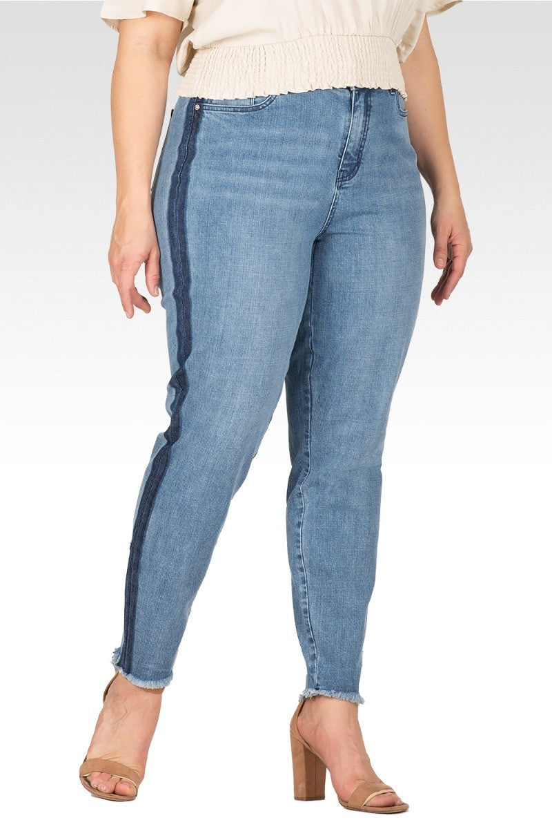 Savannah Plus Size Denim Skinny Jeans With Shadow Leg Stripe ...
