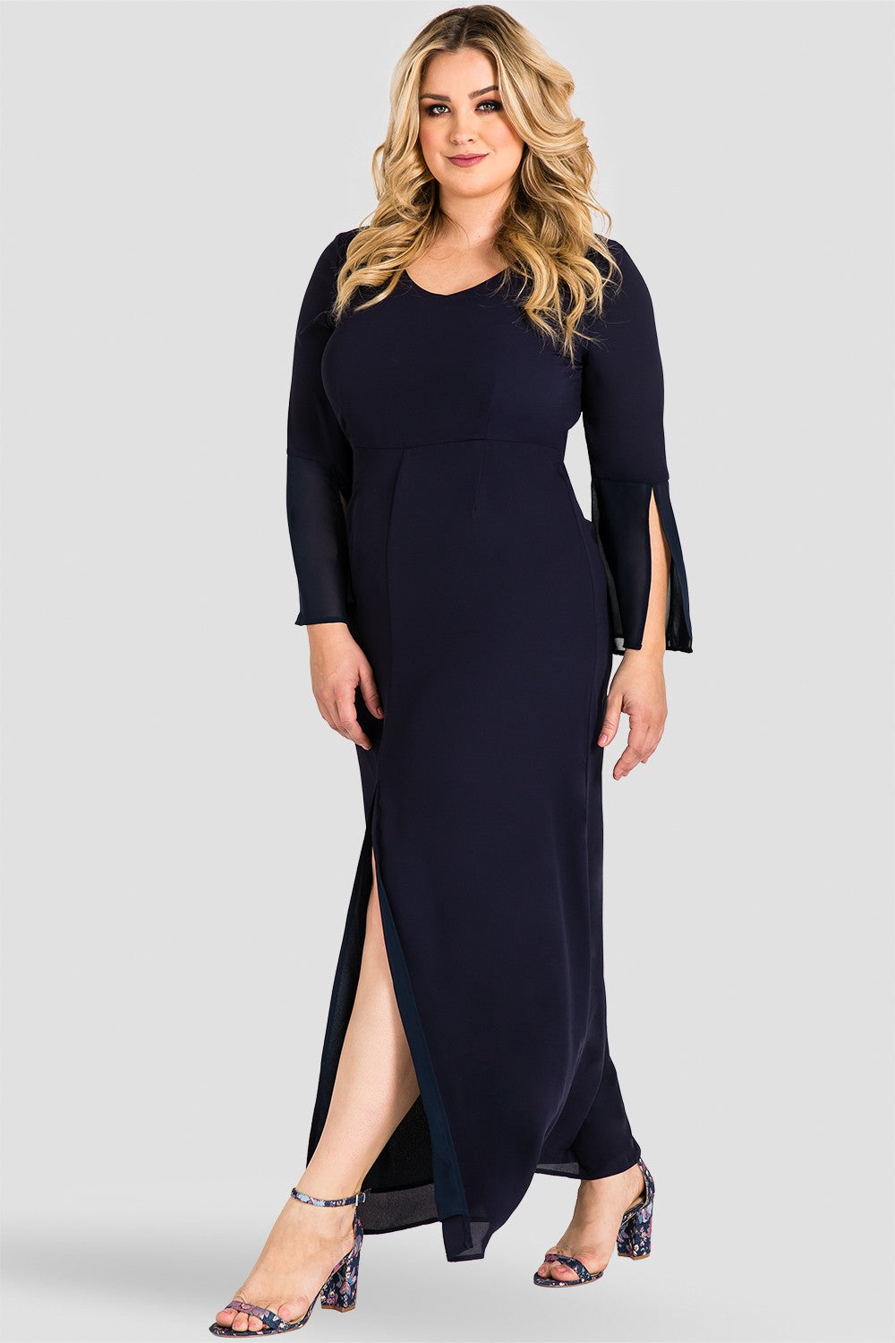 Standards & Practices Plus Size Split Flare Bell Sleeve Maxi Dress ...